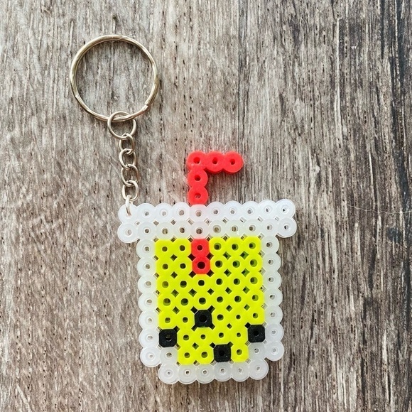 Handmade | Other | Boba Green Tea Keychain Handmade Perler Beads ...